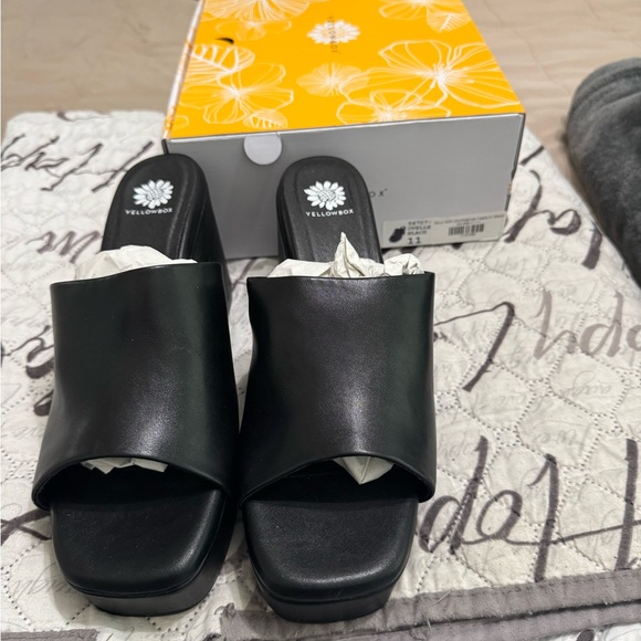 Yellow Box | Shoes | Yellow Box Black Mules With Chunky Platform | Poshmark